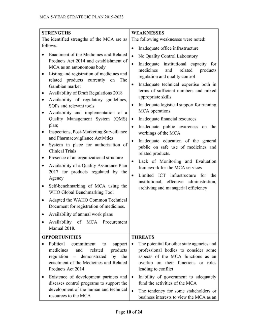 MCA Strategic Plan 2019-2023